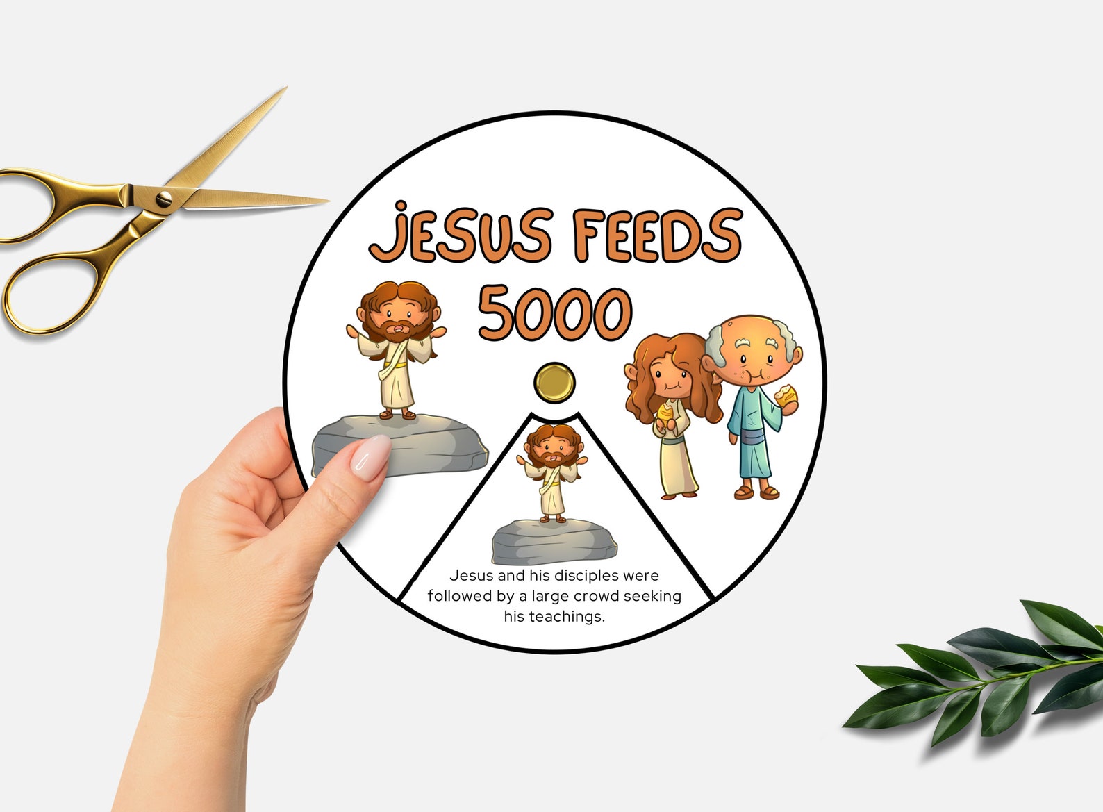 Jesus Feeds 5000, Printable Bible Coloring Wheel, Sunday School Craft ...