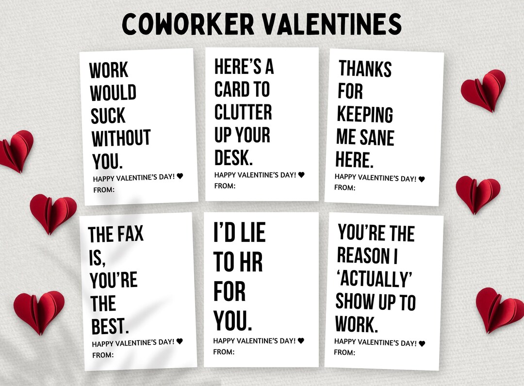 Coworker Valentines, Printable Office Valentine Gift Tags, Snarky ...