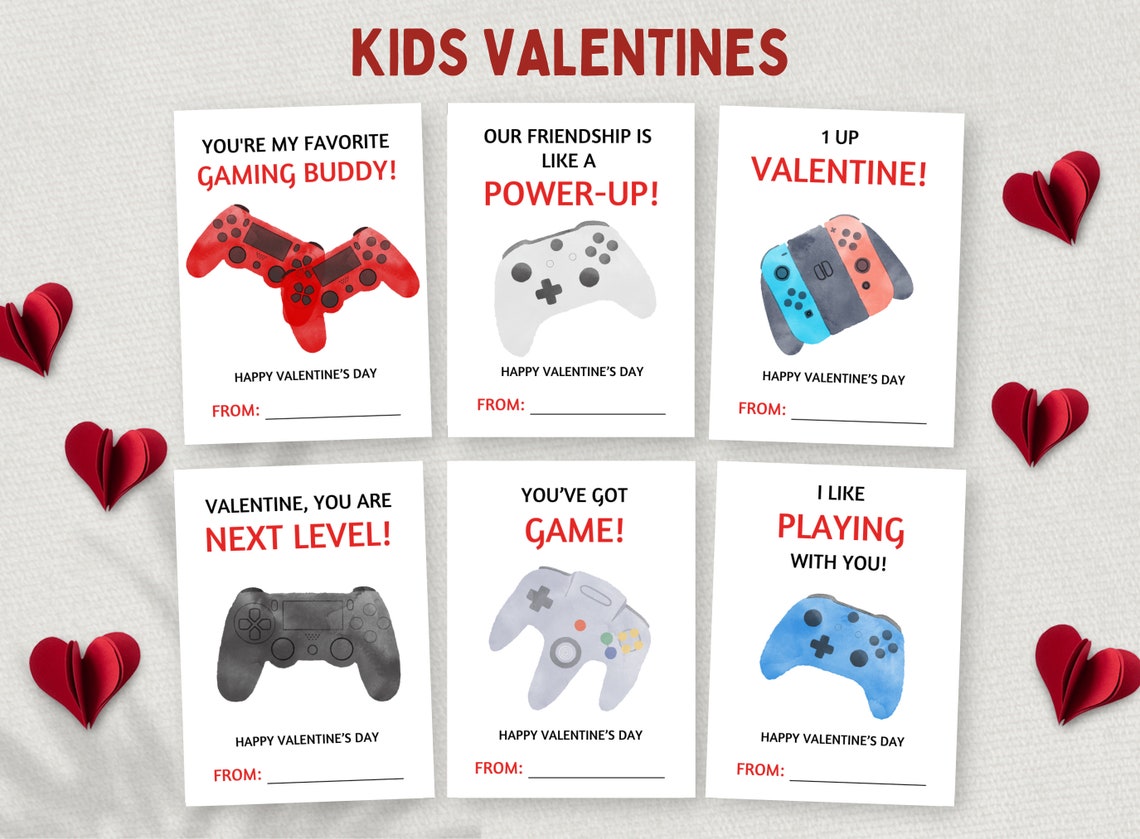 Gaming Valentines Printable, Video Game Valentines, Fun Gamer Valentine ...