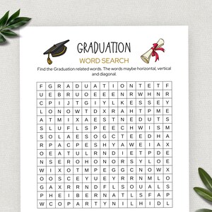 Graduation Word Search, Printable Graduation Party Game, Fun High ...