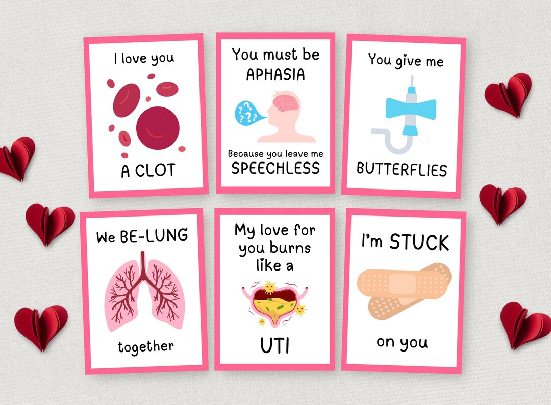 Nurse Valentines, Printable Doctor Valentine Gift Tags, Funny Medical ...