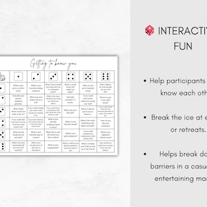 Printable Icebreaker Game, Get to Know You, Roll and Tell Dice Game ...