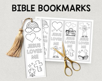 Jesus Loves Me Bible Bookmarks, Faith Coloring Bookmark Printable ...