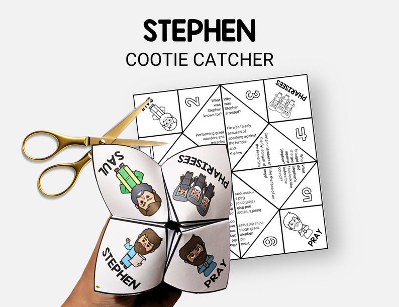 Stephen, Bible Cootie Catcher Printable, Sunday School Craft, Kids ...