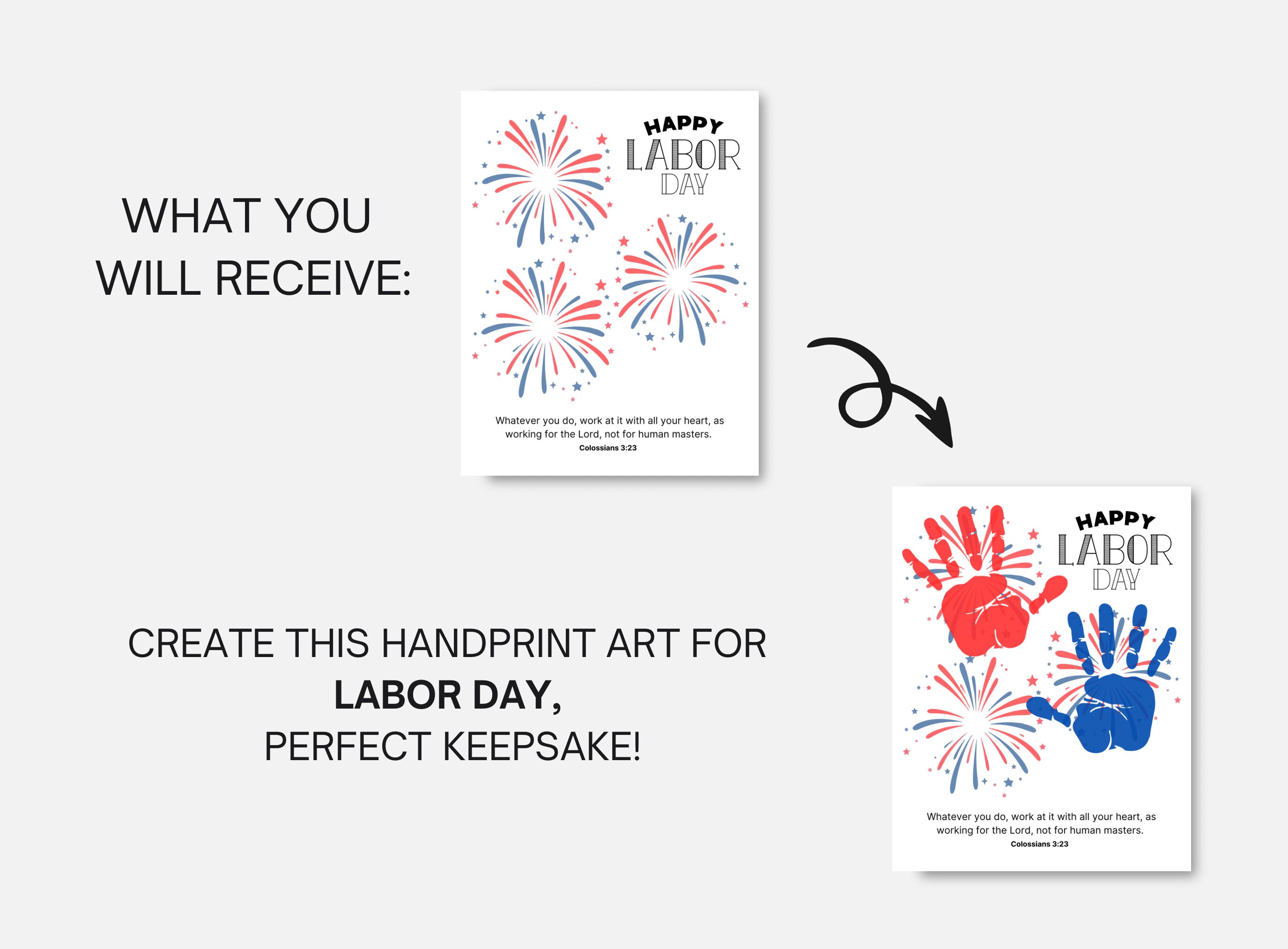 Bible Labor Day Handprint Art, Printable Kids Preschool Craft, Teacher ...