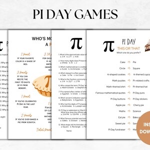 8 Printable Pi Day Games, Fun Pi Day Activities for Kids and Adults, Pi ...