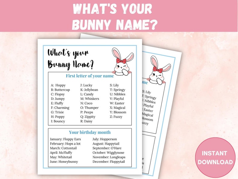 Bunny Name, What's My Bunny Name, Easter Games, Bunny Name, Easter ...