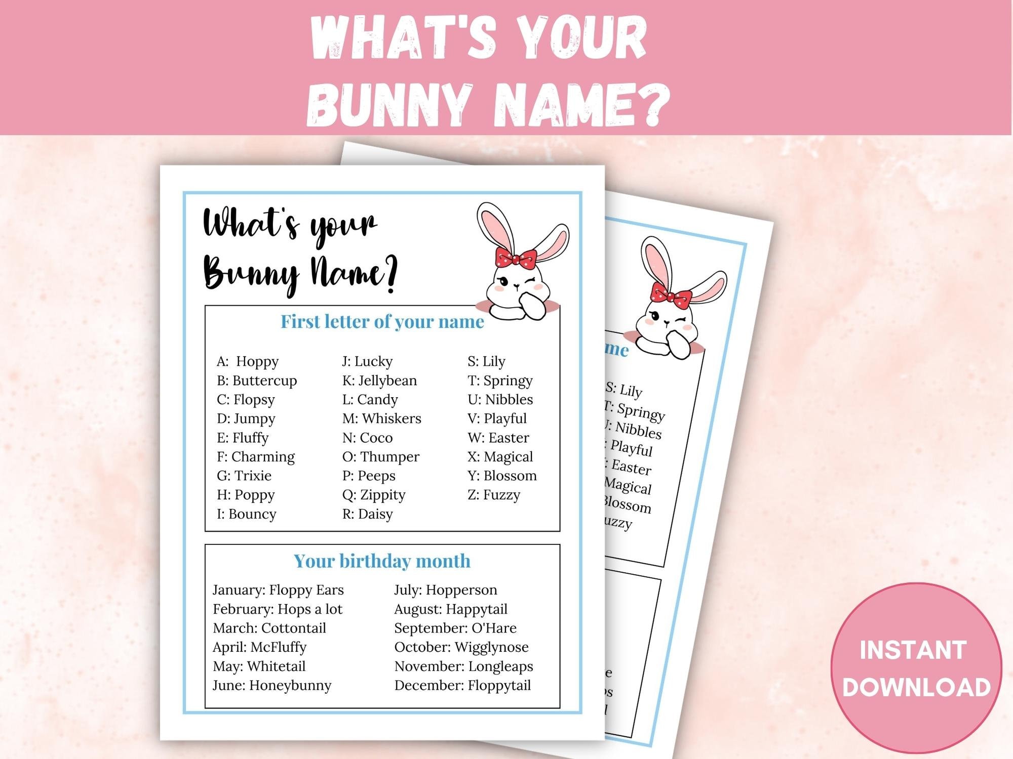 Bunny Name, What's My Bunny Name, Easter Games, Bunny Name, Easter ...