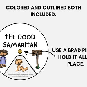 The Good Samaritan, Printable Bible Coloring Wheel, Sunday School Craft ...