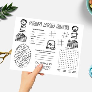 Cain and Abel, Printable Bible Activity Placemat, Sunday School, Kids ...
