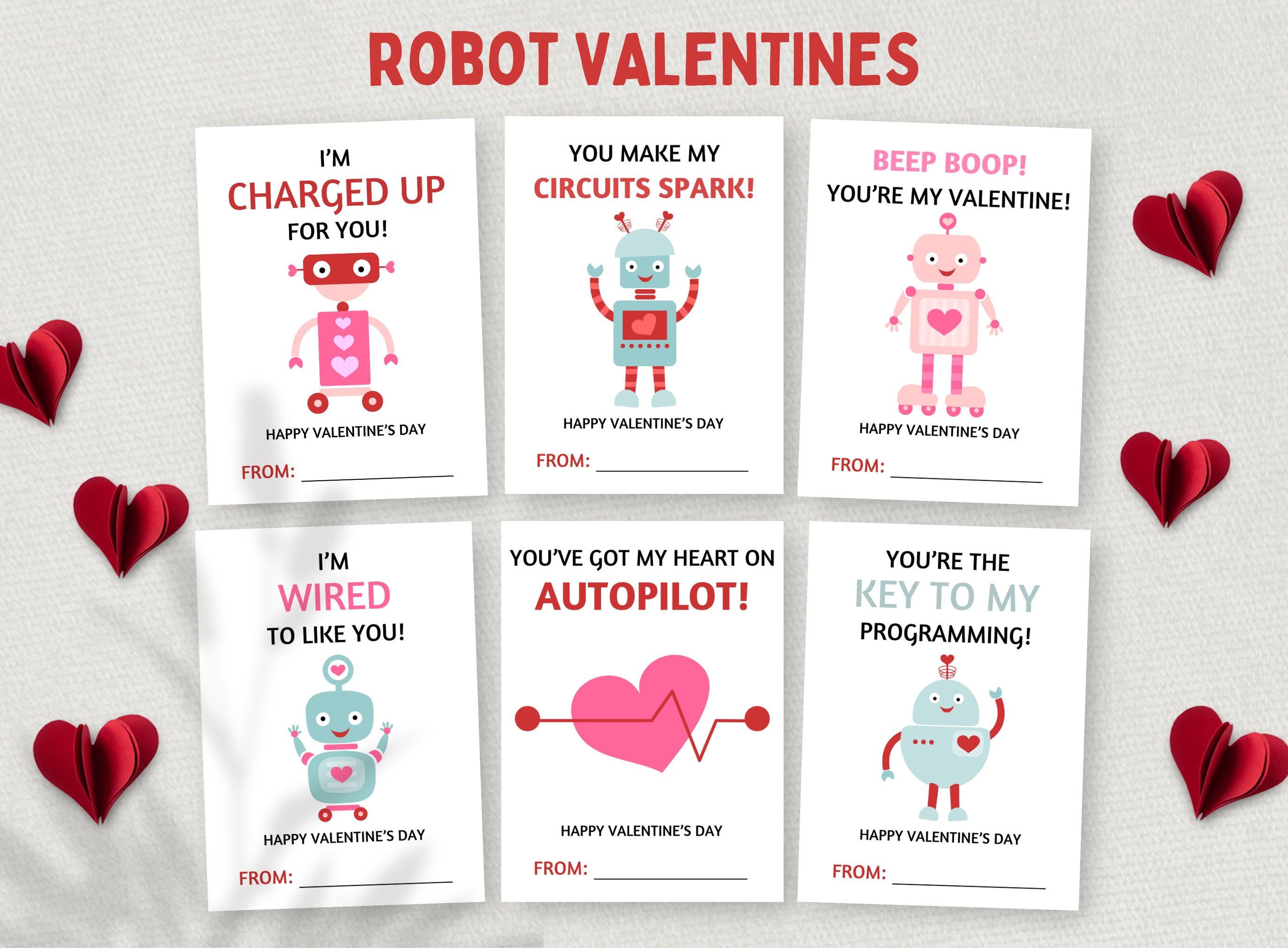 Robot Valentine, Printable Classroom Valentines, Student Gift Tags ...