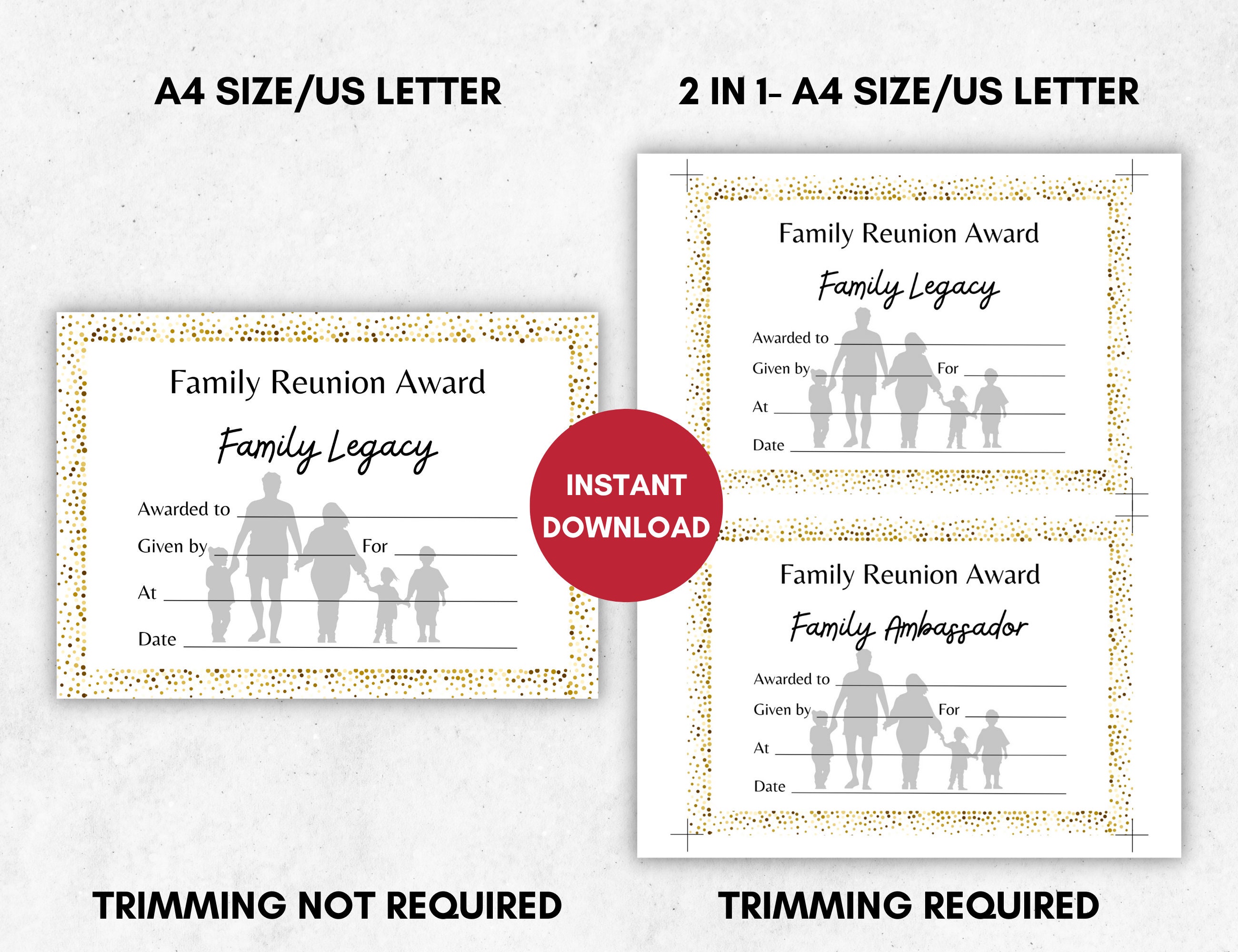 Family Reunion Awards Printable Bundle-60 Awards, Editable Family ...