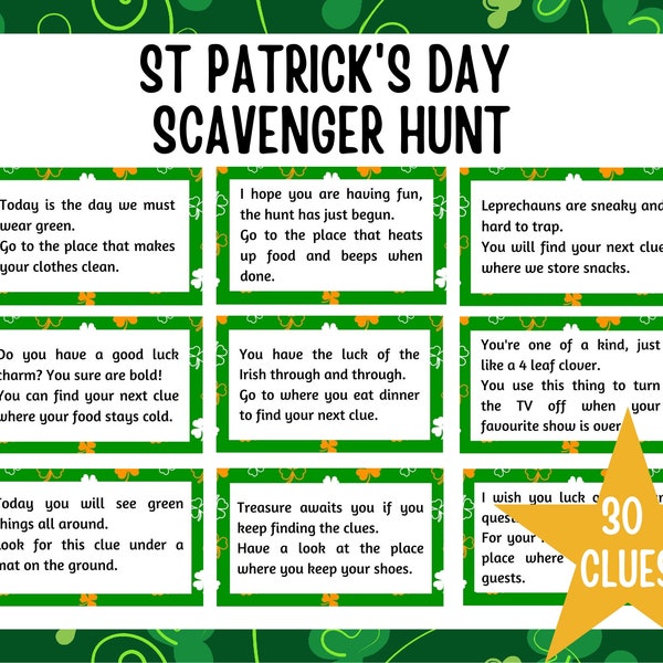 St Patricks Day Scavenger Hunt - Etsy