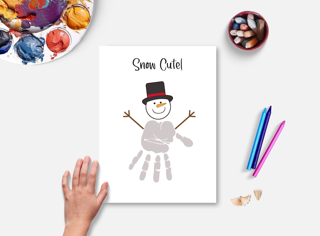 Snowman Handprint Art, Printable Winter Handprint Craft, Christmas ...
