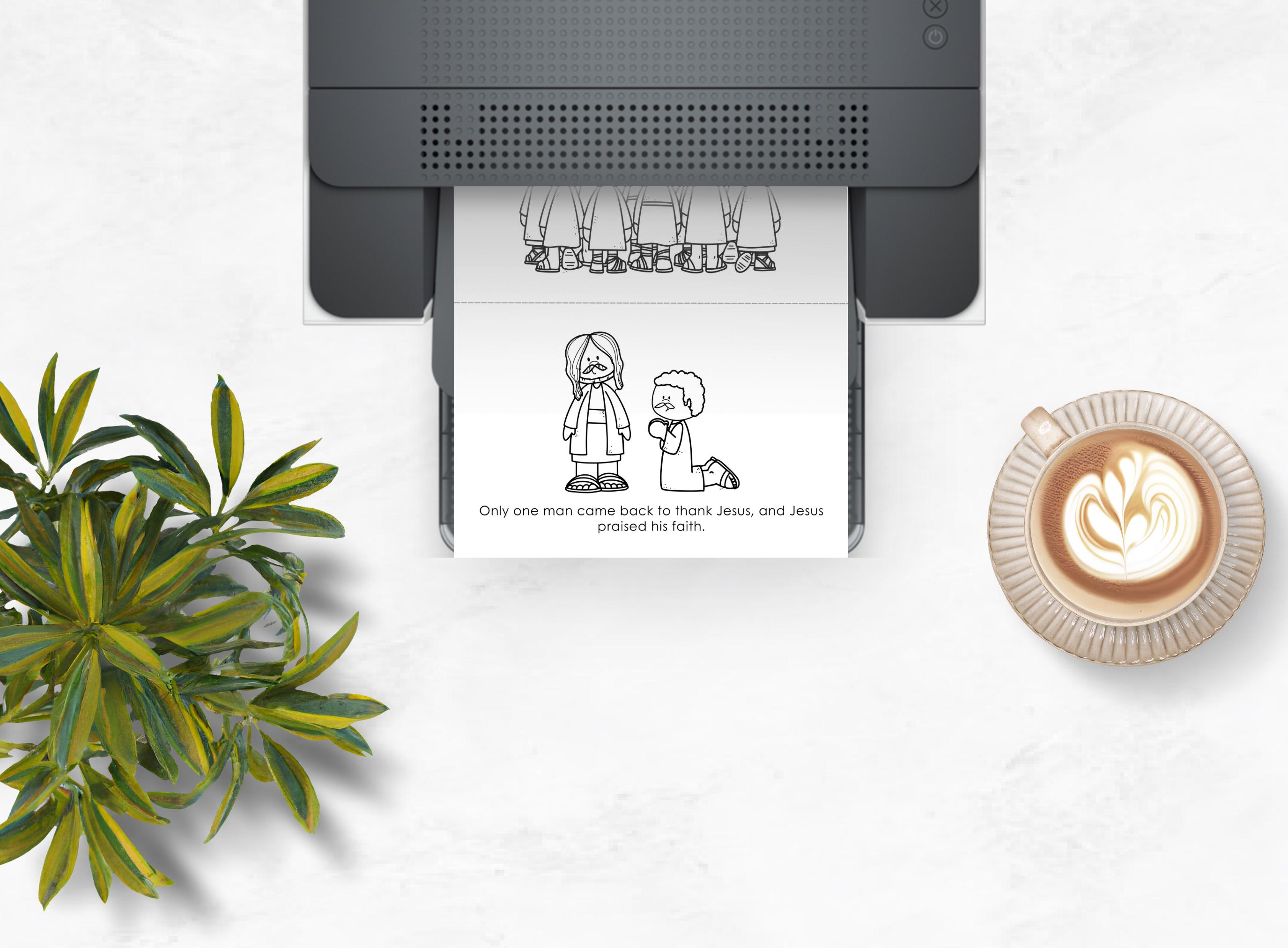 Jesus Heals 10 Men With Leprosy, Printable Mini Bible Book, Sunday ...