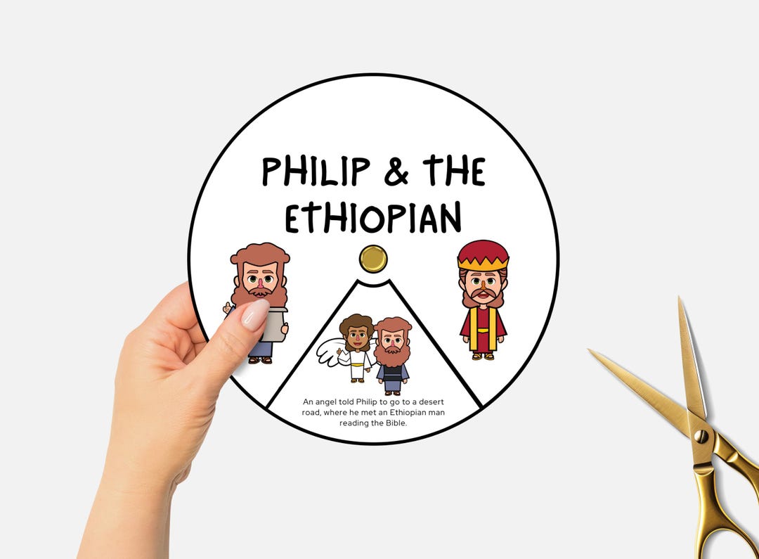 Philip and the Ethiopian, Printable Bible Lesson Coloring Wheel, Sunday ...