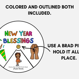 New Year Blessings, Printable Bible Coloring Wheel, Sunday School Craft ...
