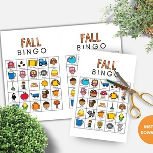 Fall Bingo, Fall Festival Bingo Cards, Printable Autumn Group Game ...