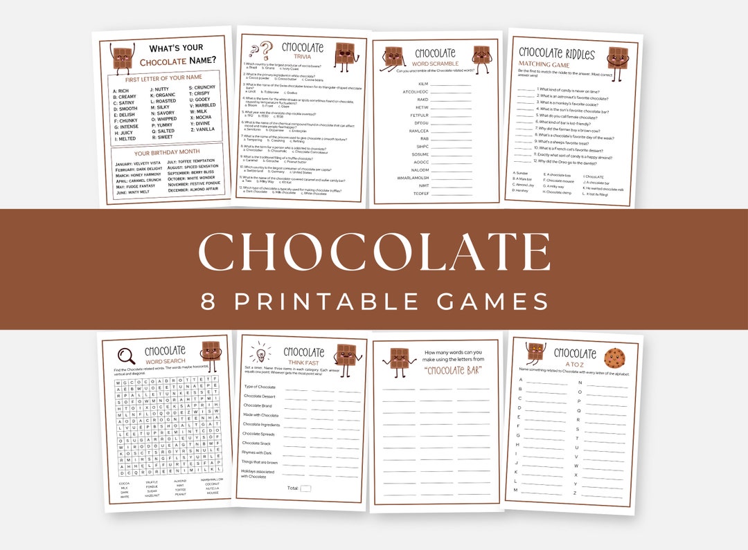 8 Printable Chocolate Games, Fun Chocolate Day Activities for Kids and ...