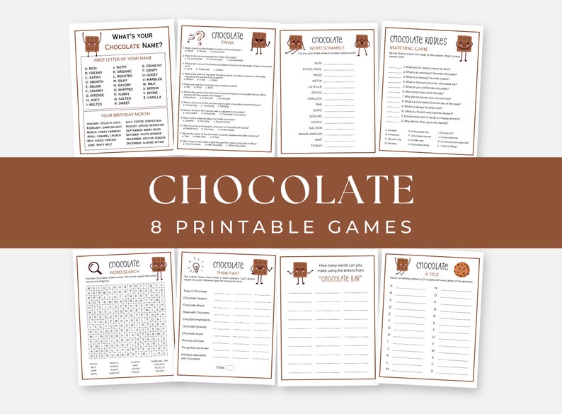 8 Printable Chocolate Games, Fun Chocolate Day Activities for Kids and ...