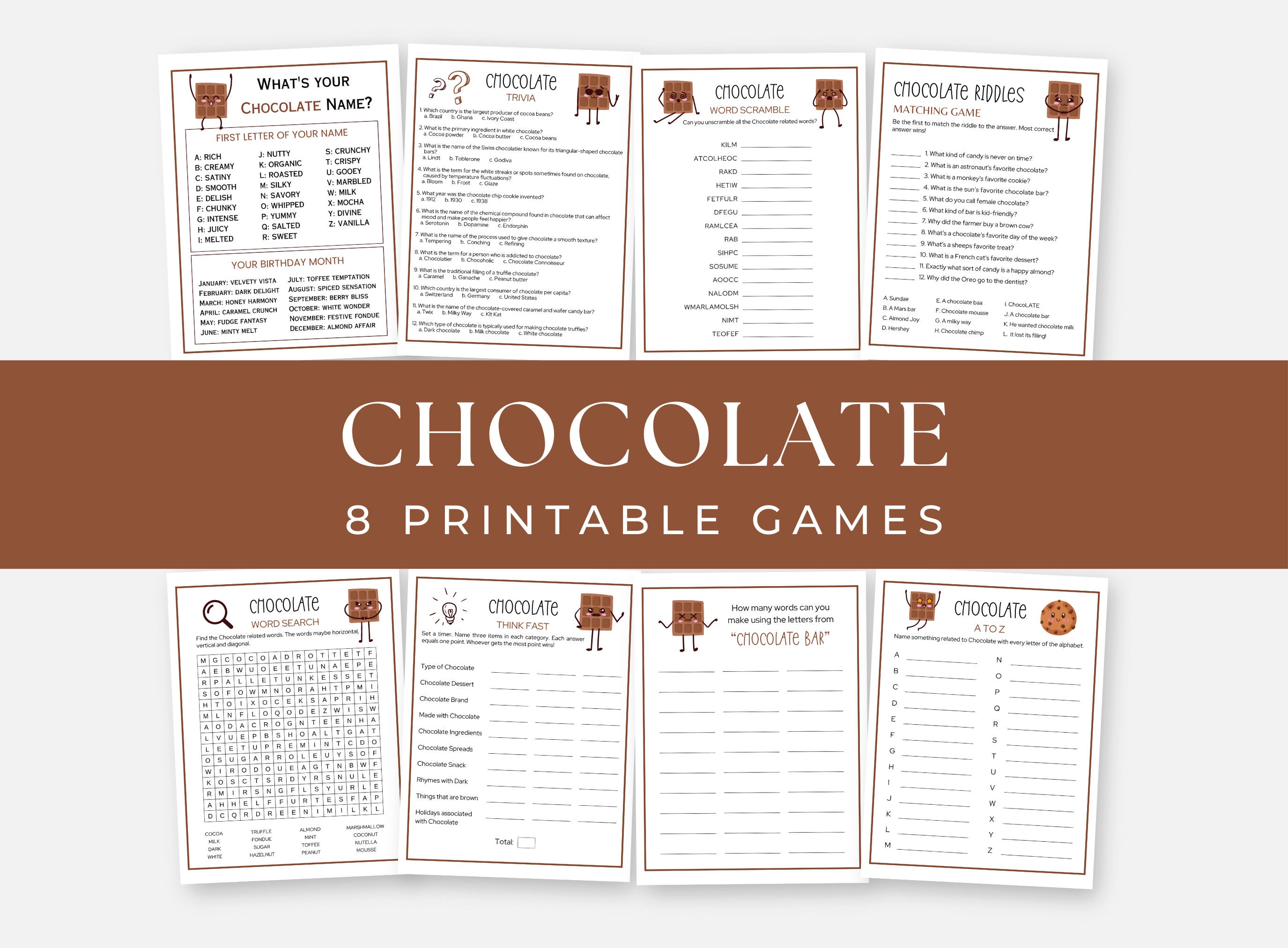 8 Printable Chocolate Games, Fun Chocolate Day Activities for Kids and ...
