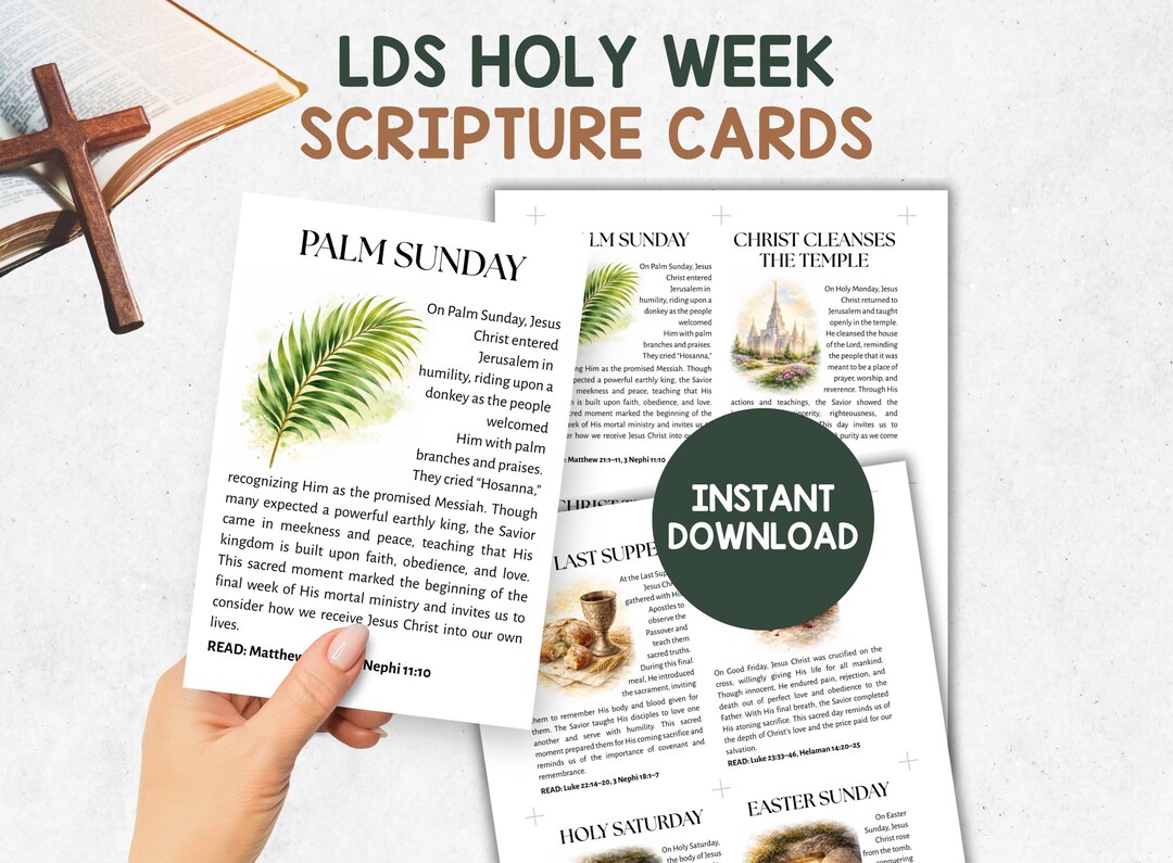 LDS Holy Week Scripture Cards, Easter Story Study Cards, Holy Week ...