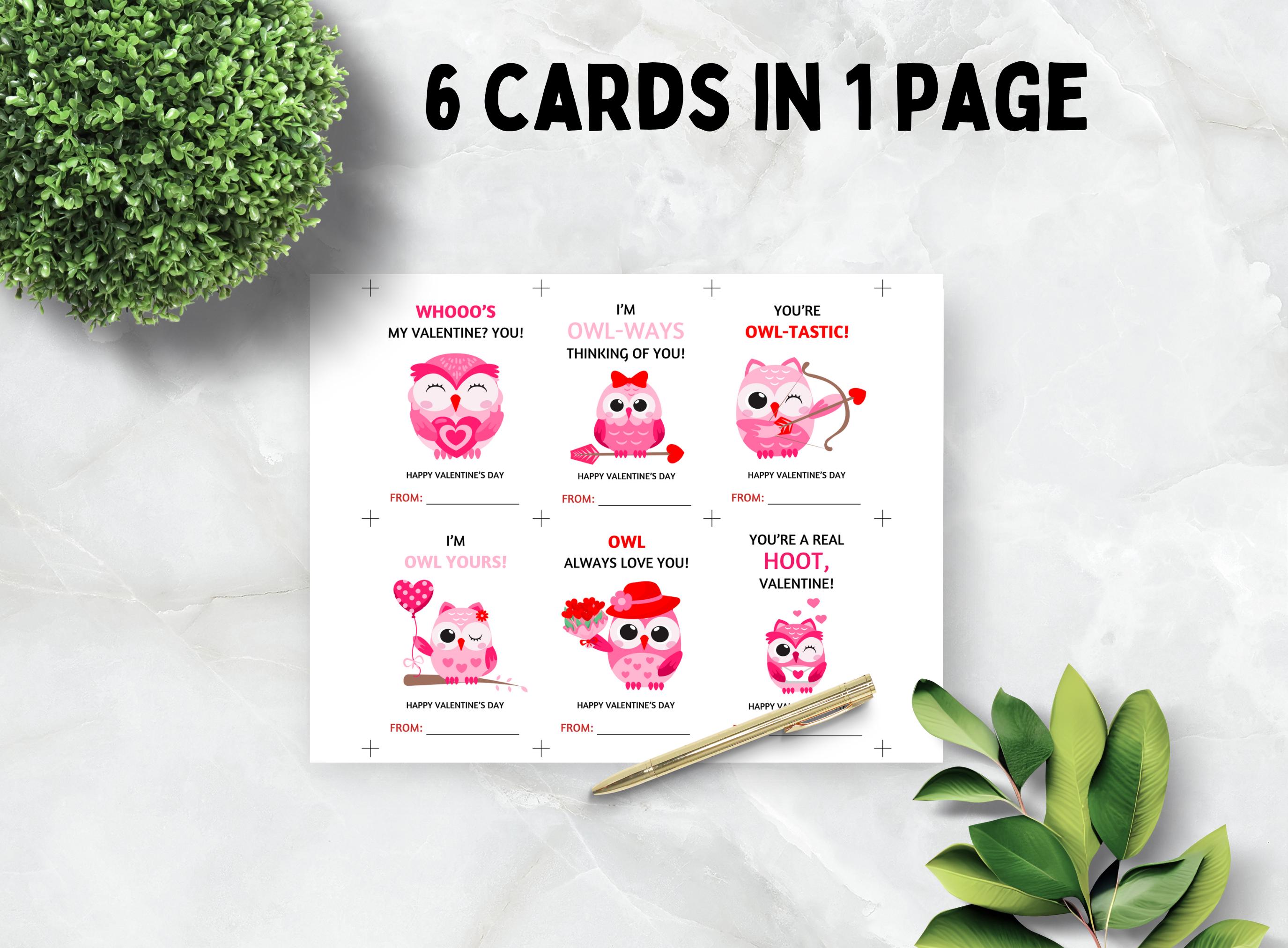 Owl Valentine, Printable Classroom Valentines, Student Gift Tags, Kids ...