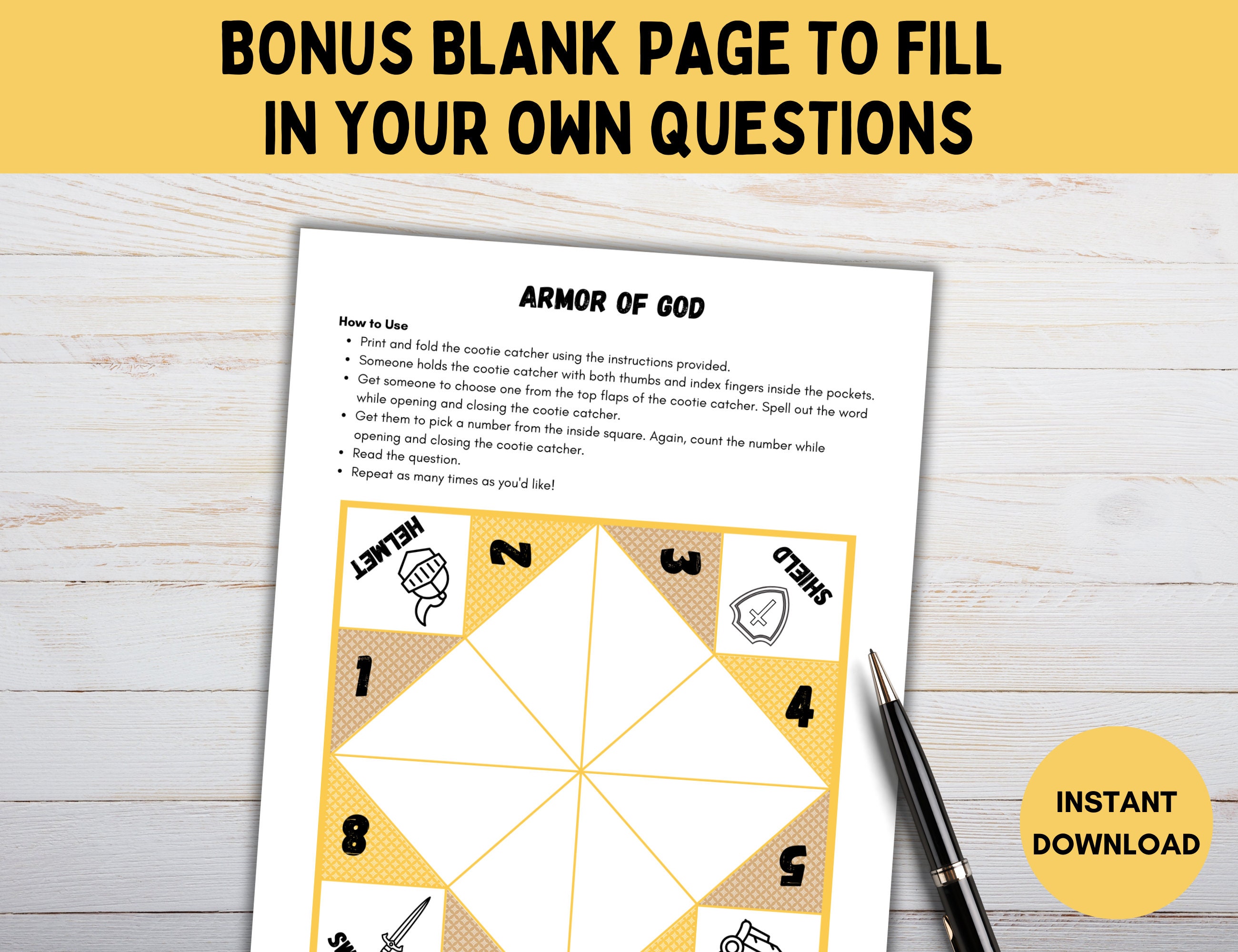 Armor of God, Ephesians 6 10, Printable Cootie Catcher, Sunday School ...