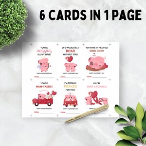 Pig Valentine, Printable Classroom Valentines, Student Gift Tags, Kids ...