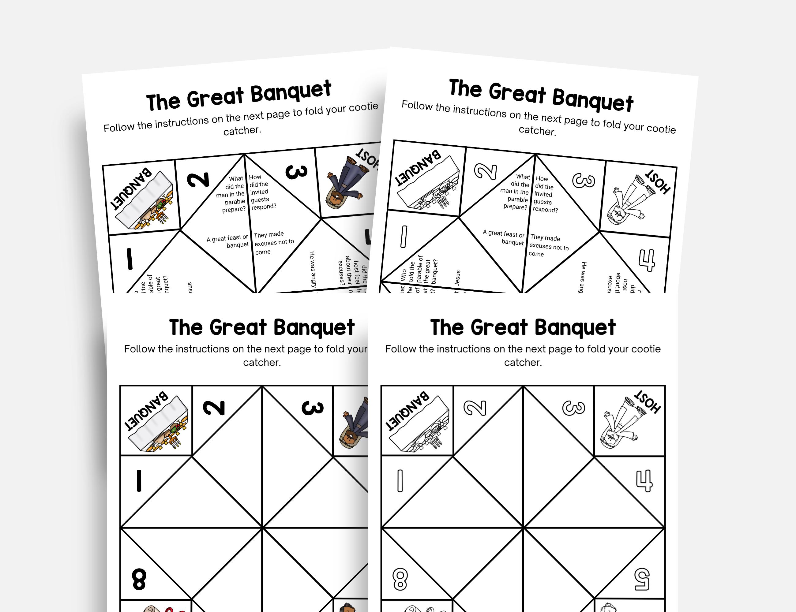 Parable of the Great Banquet, Printable Cootie Catcher, Sunday School ...