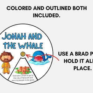 Jonah and the Whale, Printable Bible Coloring Wheel, Sunday School ...