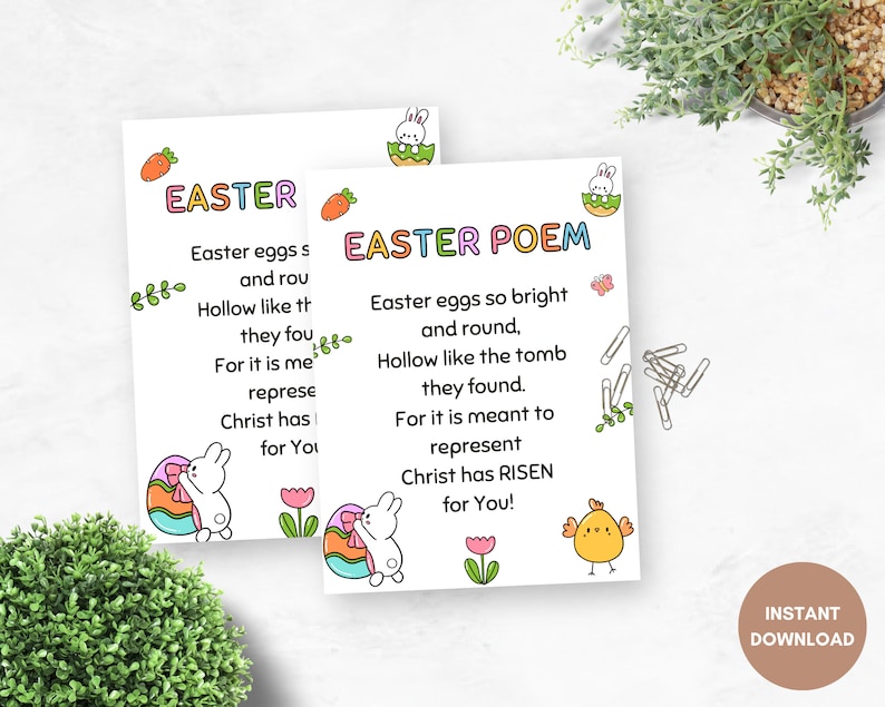Printable Easter Poem for Kids, Religious Easter Story, Easter Basket ...