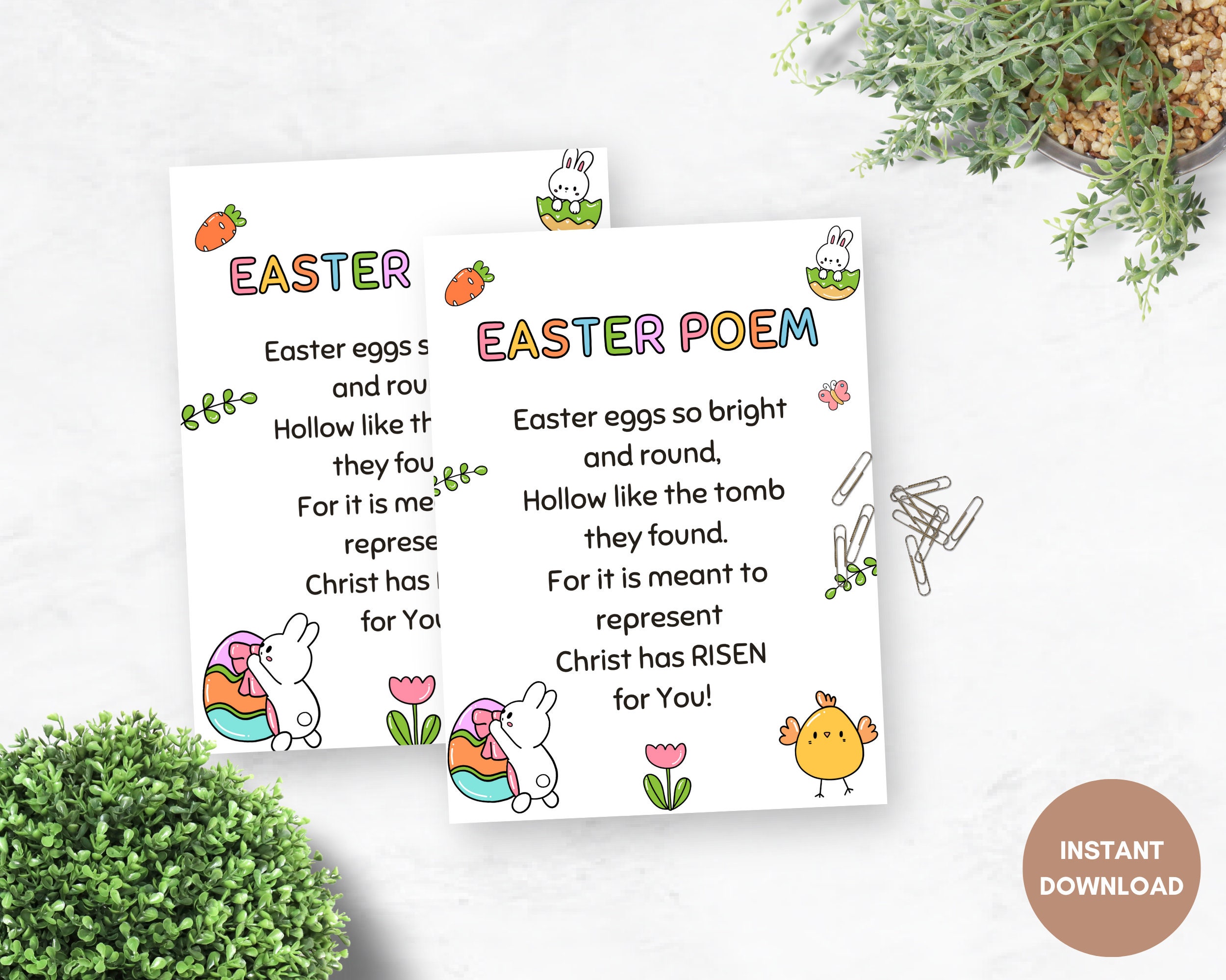 Printable Easter Poem for Kids, Religious Easter Story, Easter Basket ...