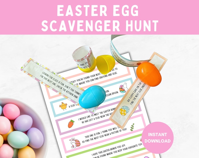 Easter Scavenger Hunt for Kids, Indoor Treasure Hunt Clues, Printable ...