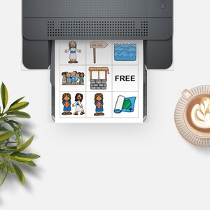 Jesus Talks to a Samaritan Woman, Bible Story Bingo Cards, Woman at the ...