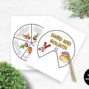 David and Goliath, Printable Bible Coloring Wheel, Sunday School Craft ...