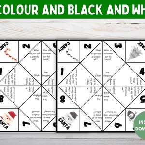 Christmas Joke Teller, Printable Xmas Cootie Catcher, Fortune Teller ...