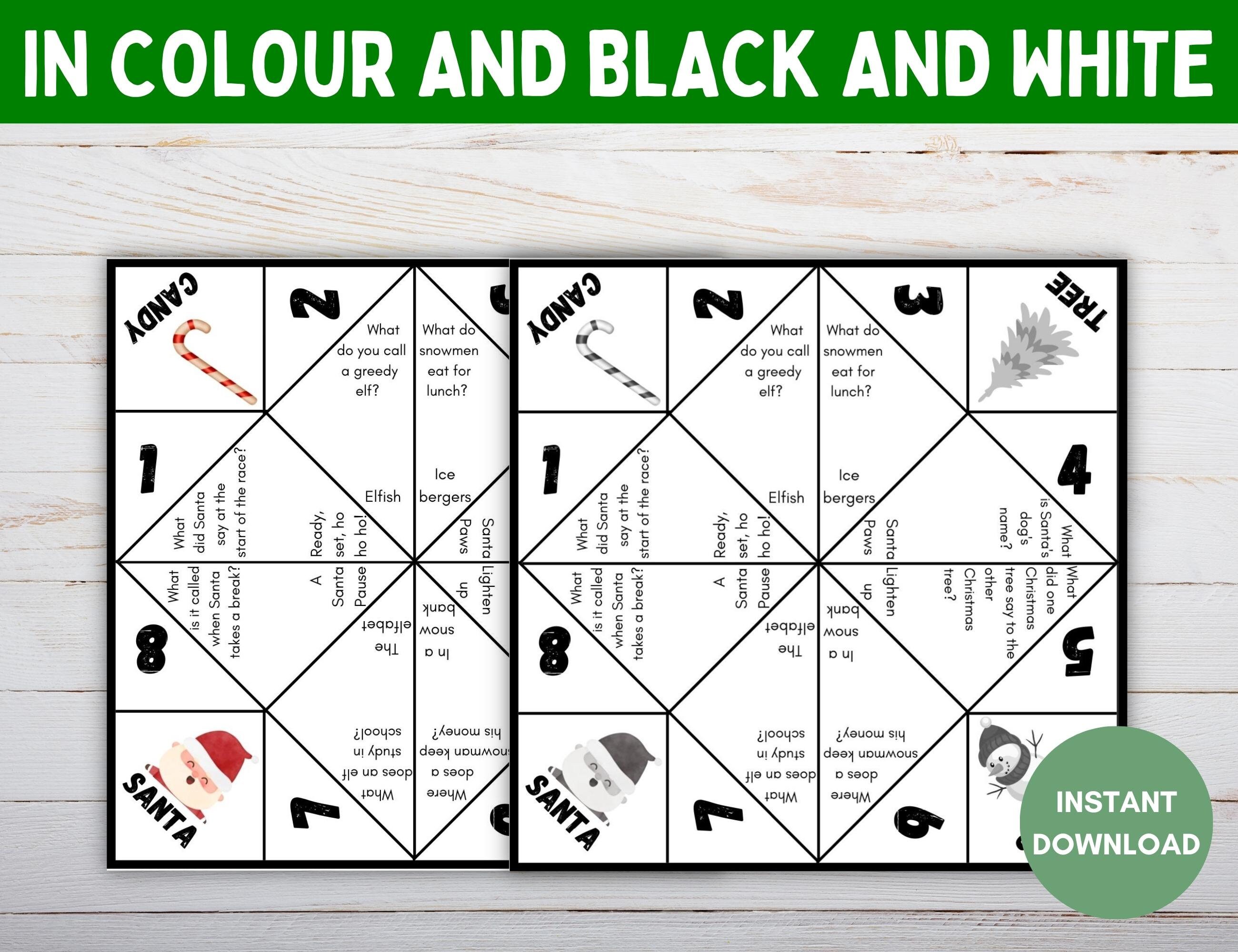 Christmas Joke Teller, Printable Xmas Cootie Catcher, Fortune Teller ...