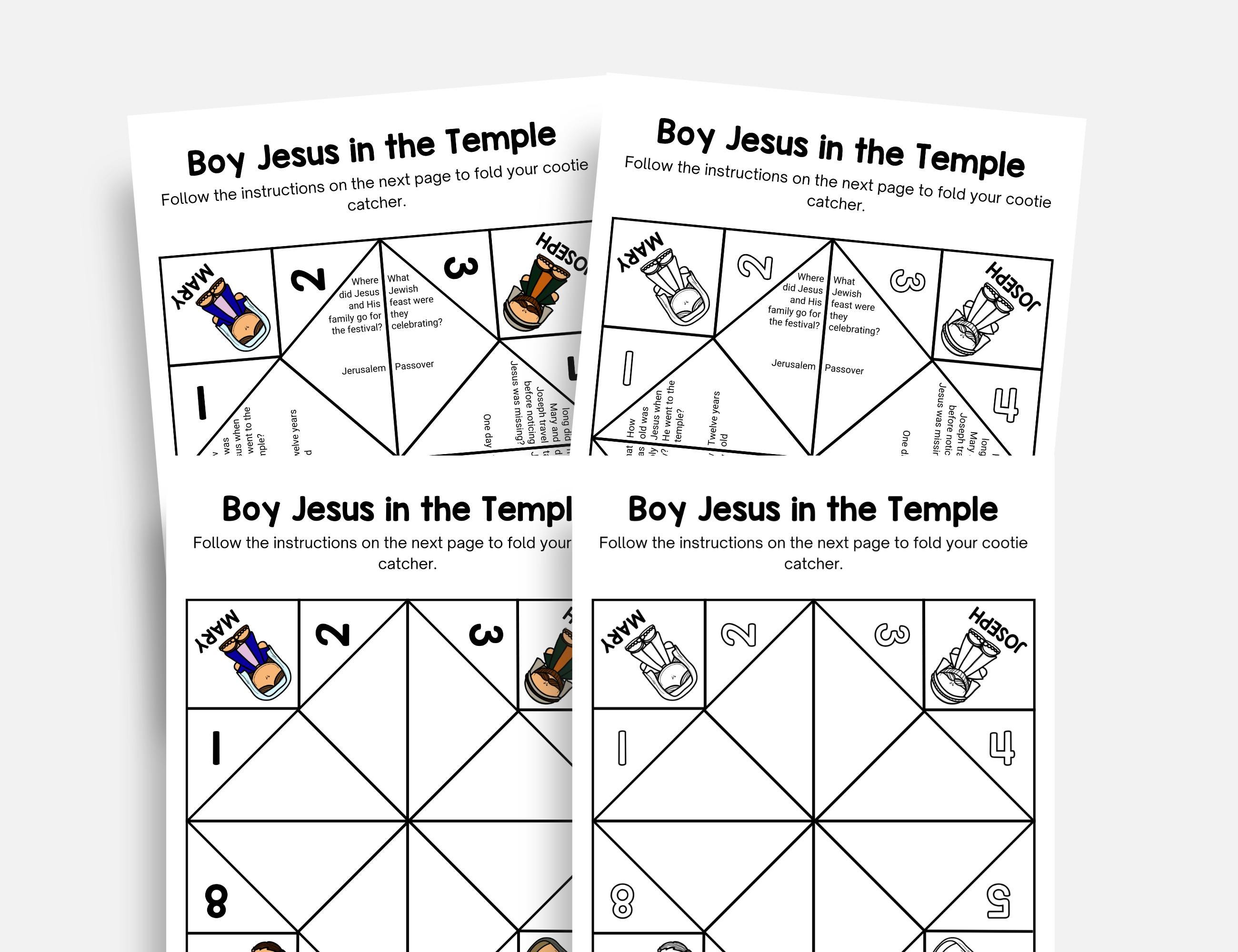 Young Jesus in the Temple, Bible Cootie Catcher Printable, Life of ...