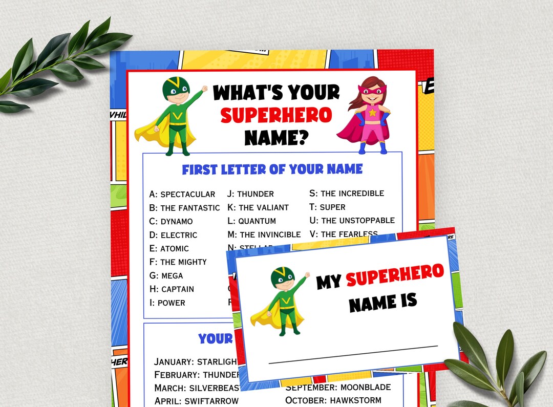 What's Your Superhero Name, Superhero Birthday Party Game for Kids and ...