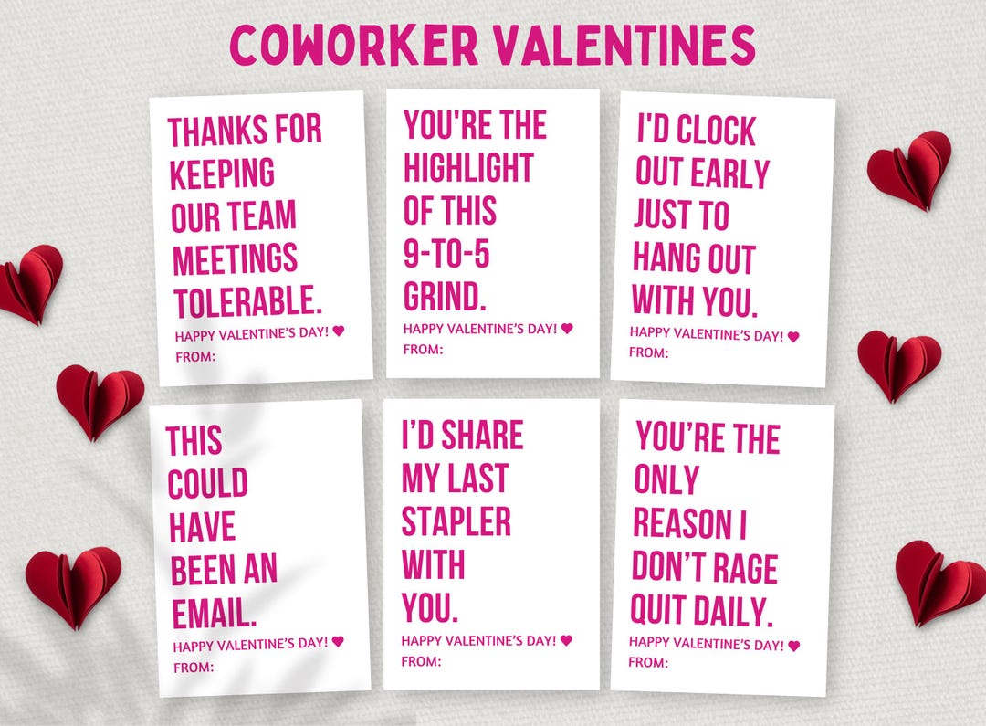Coworker Valentines, Printable Office Valentine Gift Tags, Funny ...