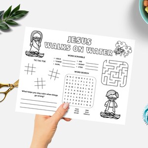 Jesus Walks on Water, Miracles of Jesus, Printable Bible Placemat ...