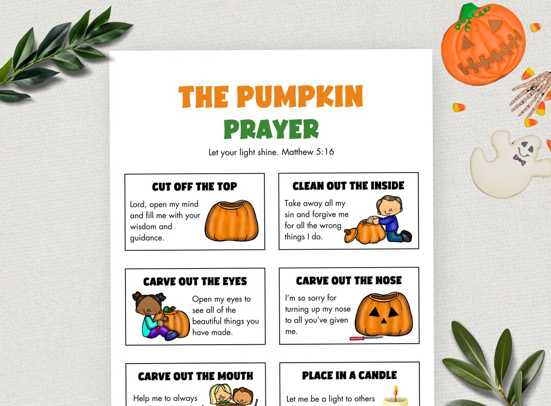 Pumpkin Carving Christian Halloween Activity, Printable Pumpkin Prayer ...