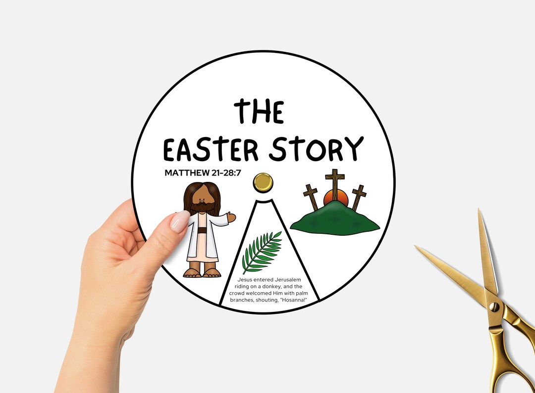 Easter Story Craft, Printable Bible Story Coloring Wheel, Holy Week ...