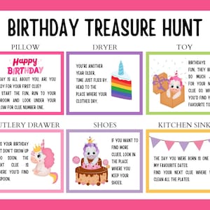 Unicorn Birthday Scavenger Hunt for Kids, Birthday Treasure Hunt ...