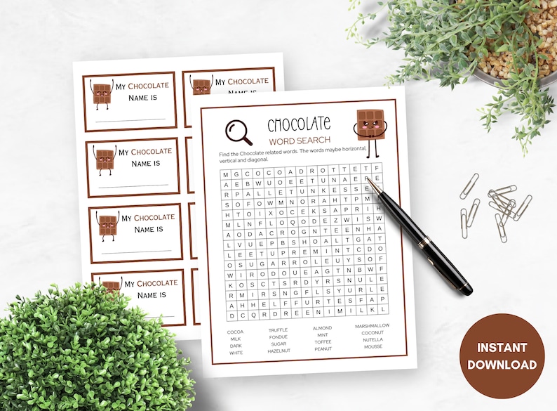 8 Printable Chocolate Games, Fun Chocolate Day Activities for Kids and ...