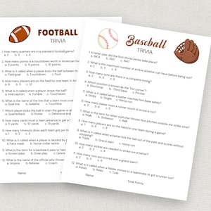 Sports Trivia, Fun Printable Trivia Questions, Sports Theme Birthday ...