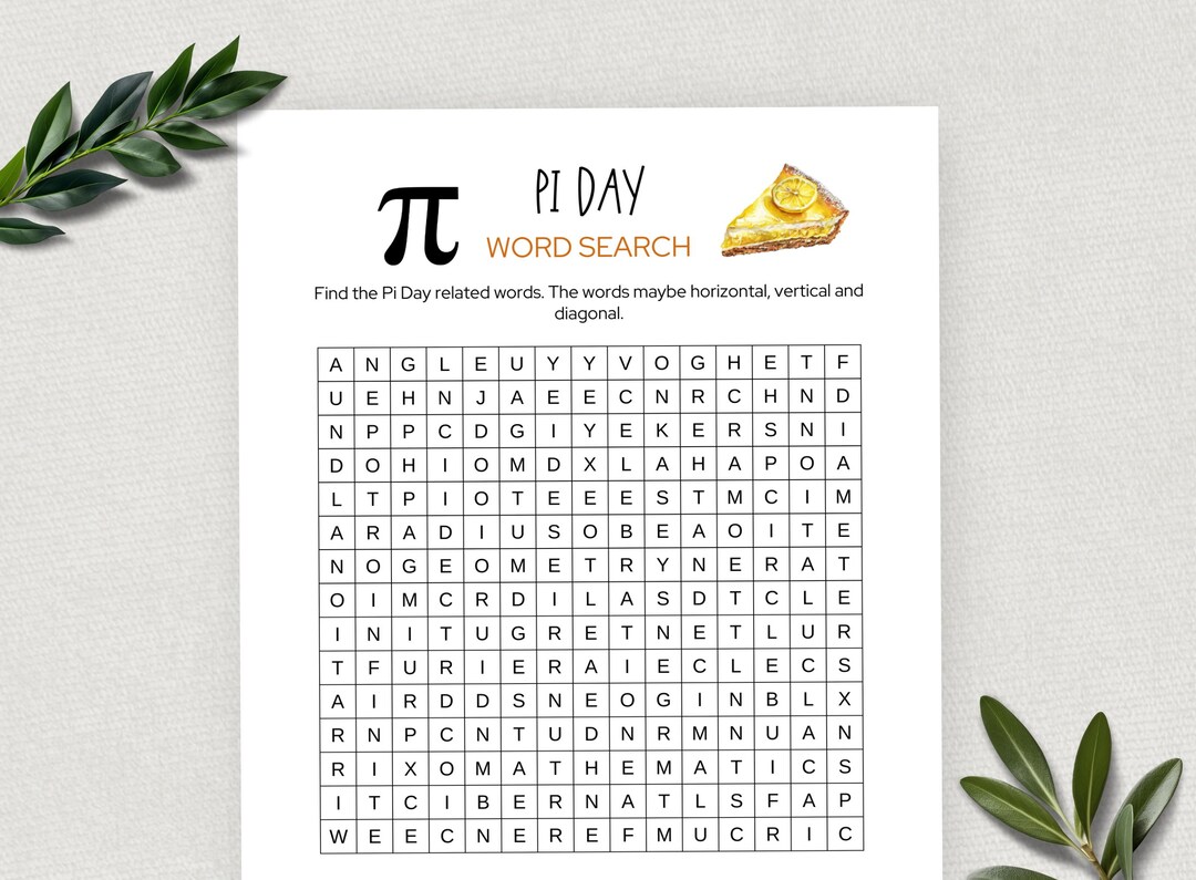 Pi Day Word Search, Pi Day Game, Fun Pi Day Activity for Kids and ...