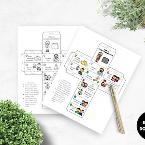 10 Commandments, Printable Bible Coloring Cube, Sunday School Craft ...