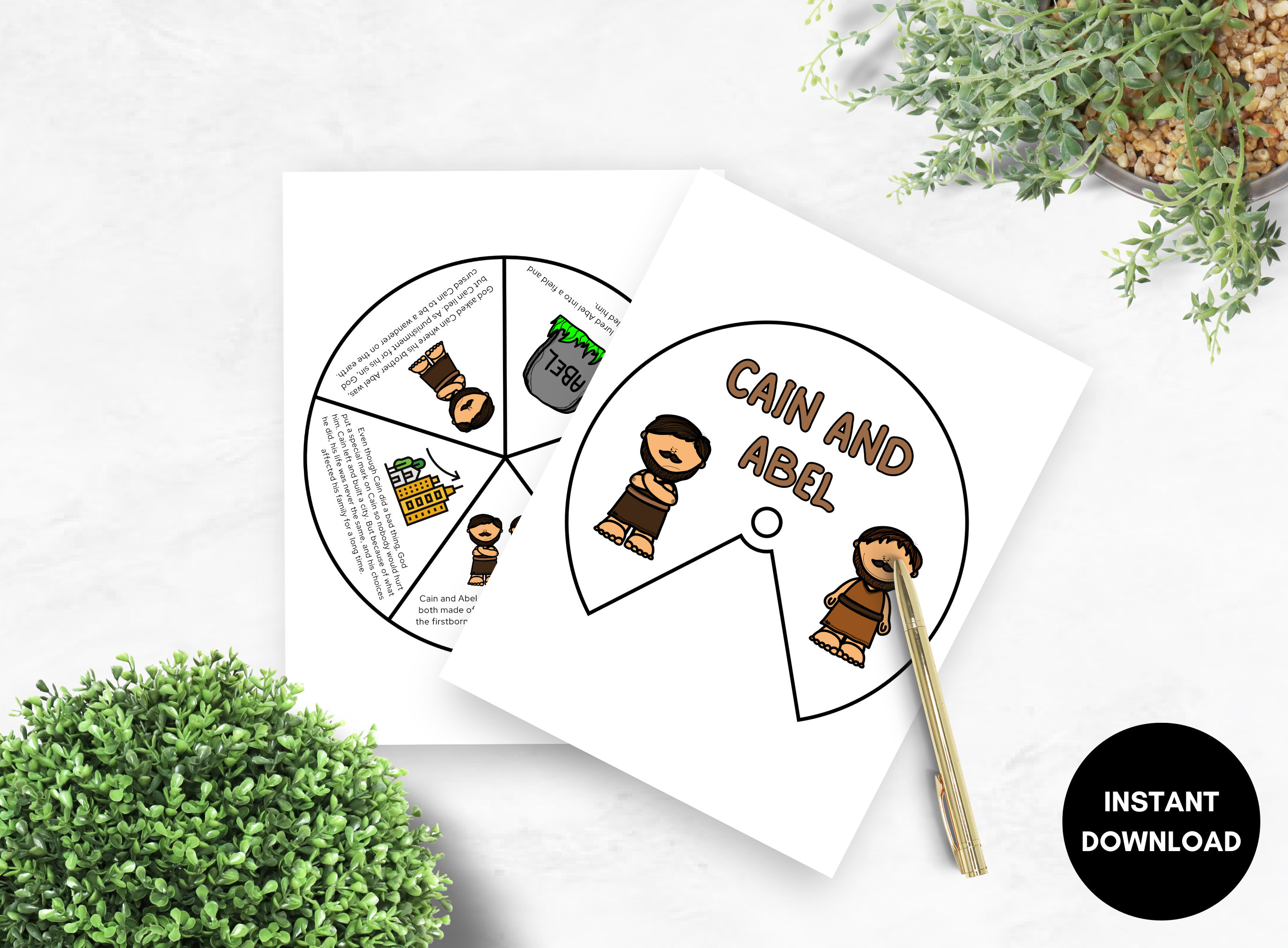 Cain and Abel, Printable Bible Coloring Wheel, Sunday School Craft ...
